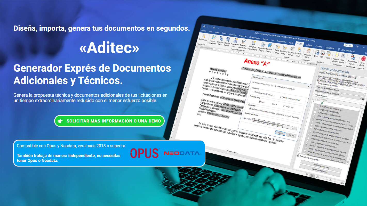 🥇 «Aditec» Generador Exprés de Documentos Adicionales y Técnicos